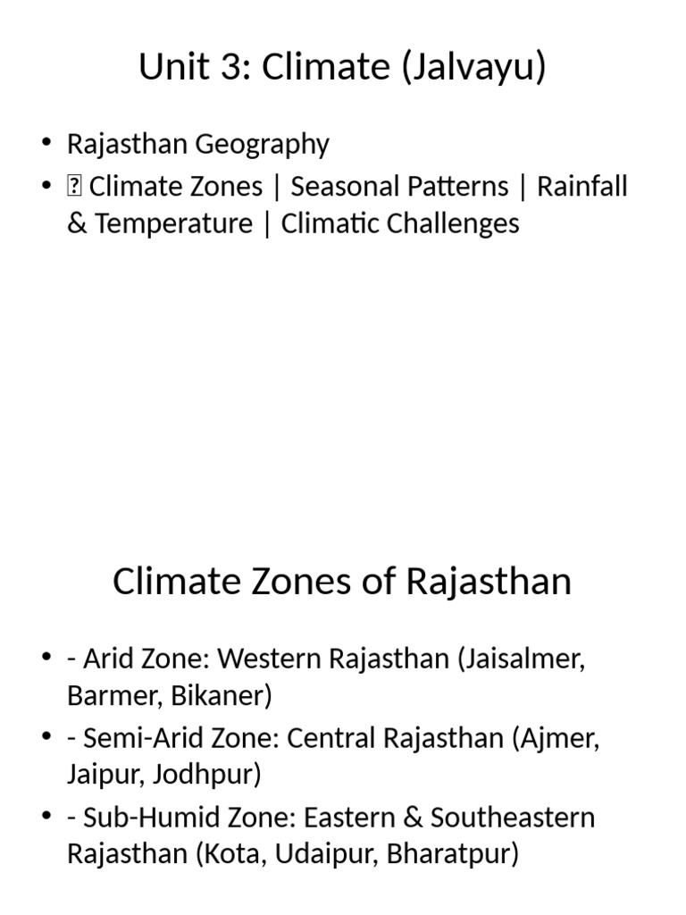 Unit 3 Climate Rajasthan | PDF