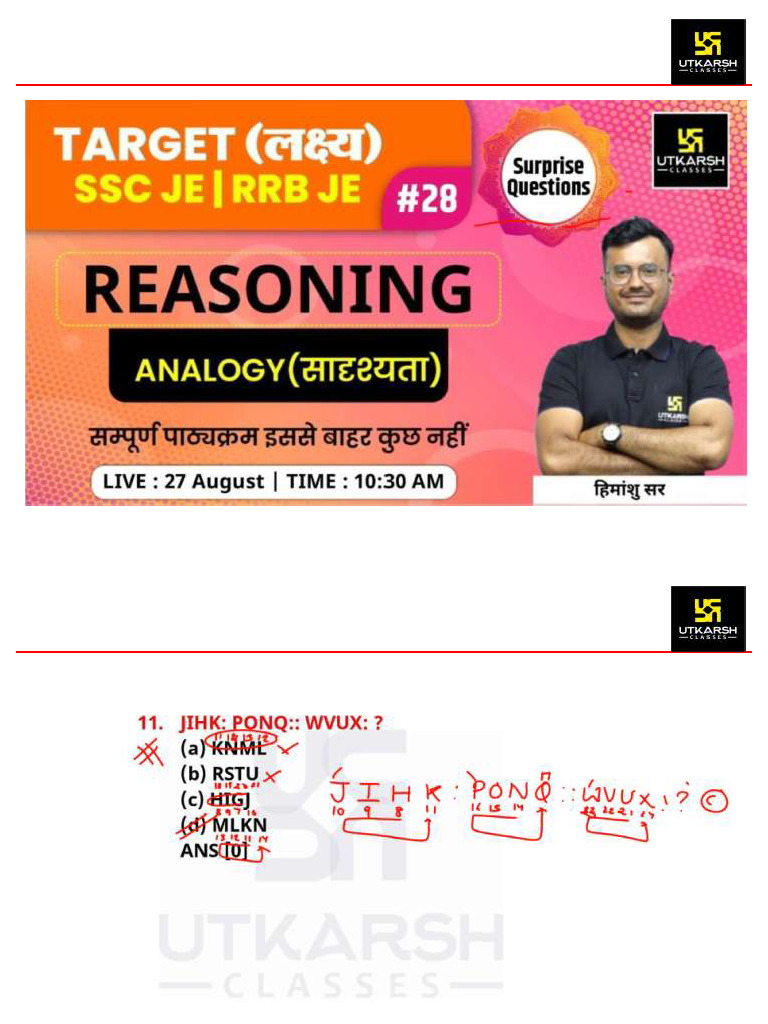 Reasoning #28 Analogy सादृश्यता Target SSC JE RRB JE Theory + Practice ...