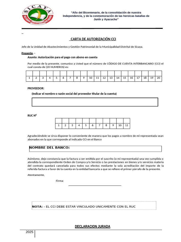 Carta - CCI y Declara - Jursda | PDF