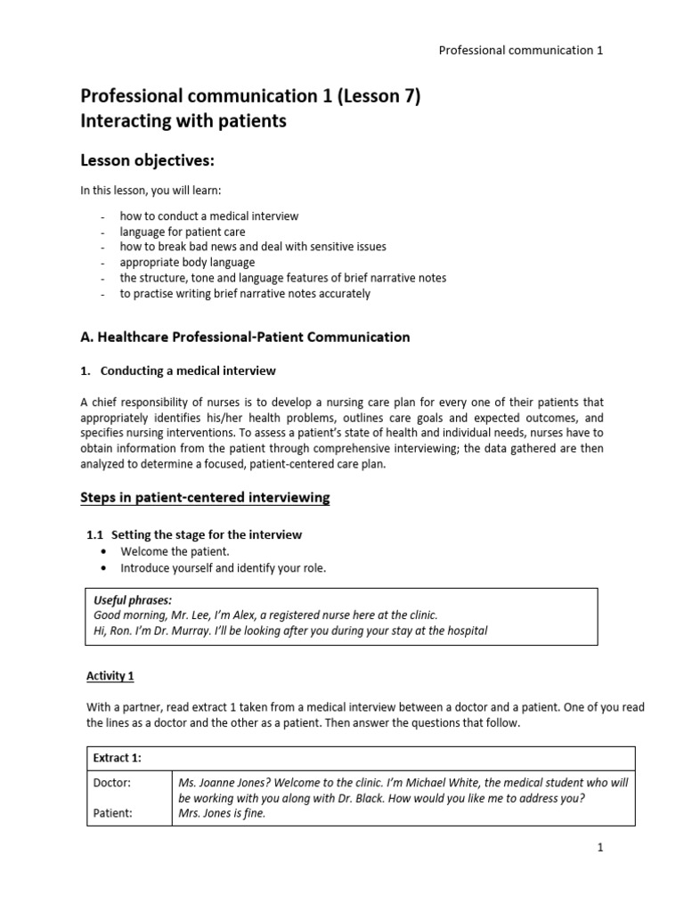 L7 - Professional Communication 1 - Interacting With Patients - Revised ...