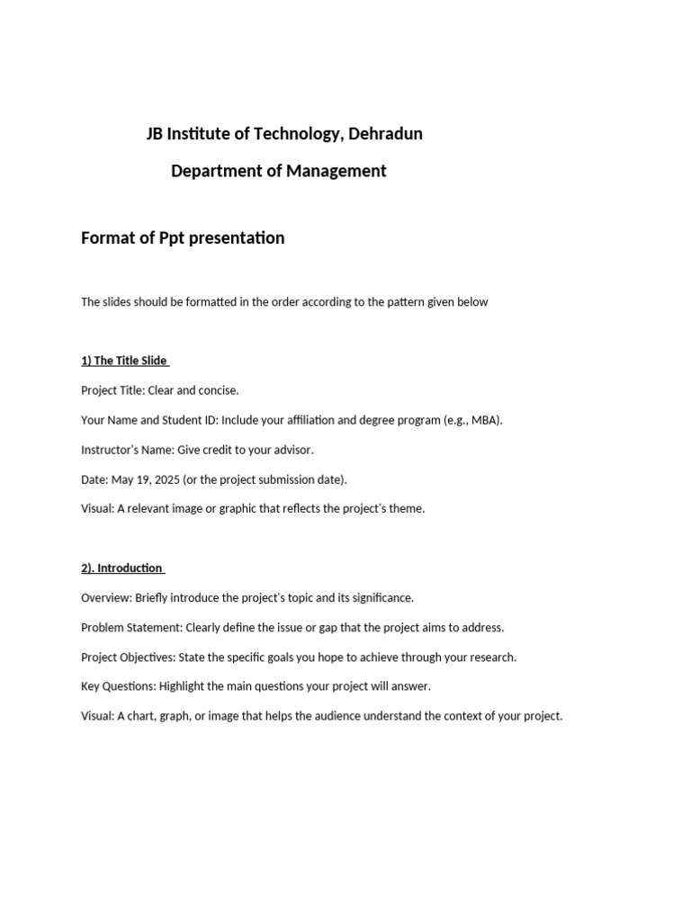 Project Presentation Guidelines | PDF