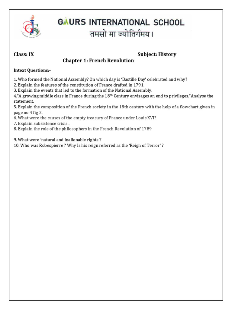 French Revolution Intext Questions | PDF