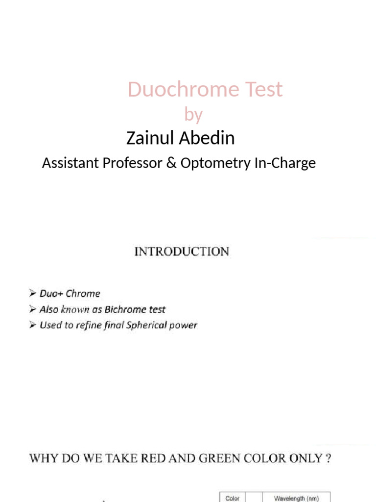 Duochrome Test | PDF