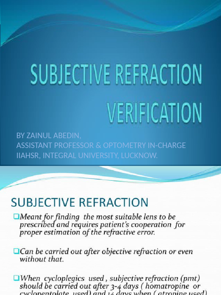 Subjective Refraction | PDF