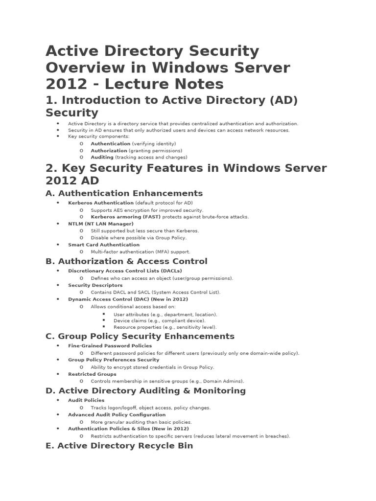 Active Directory Security in Windows Server 2012 | PDF | Active ...