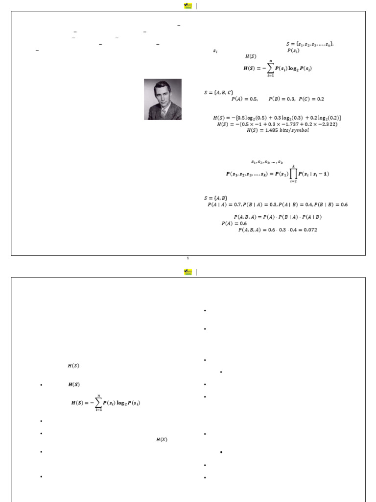 Unit 1 INFORMATION ENTROPY FUNDAMENTALS | PDF | Data Compression | Information