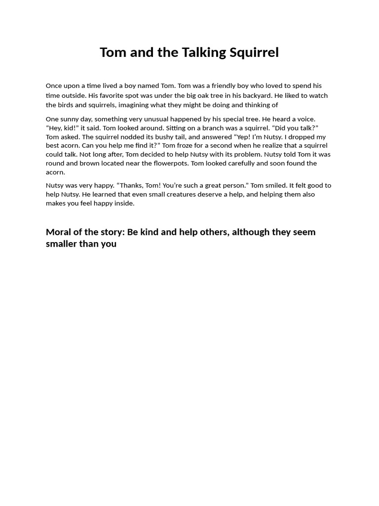 Tom and The Talking Squirrel | PDF