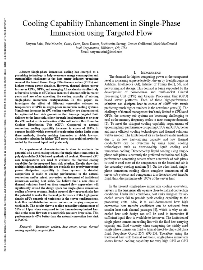 ITherm24 Intel Cooling Capability Enhancement in Single-Phase Immersion ...