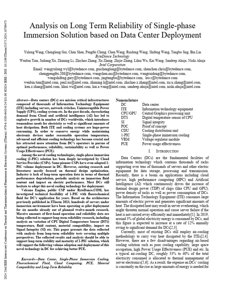 ITherm24 Intel Analysis On Long Term Reliability of Single-Phase ...