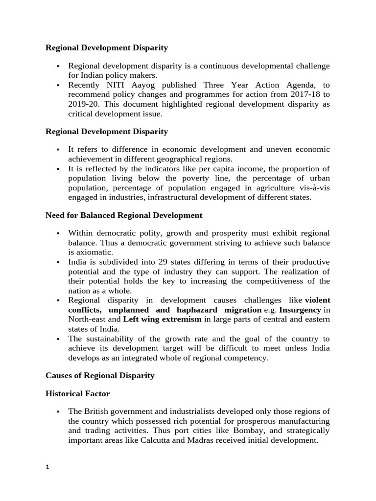 Regional Development Disparity | PDF | Economies