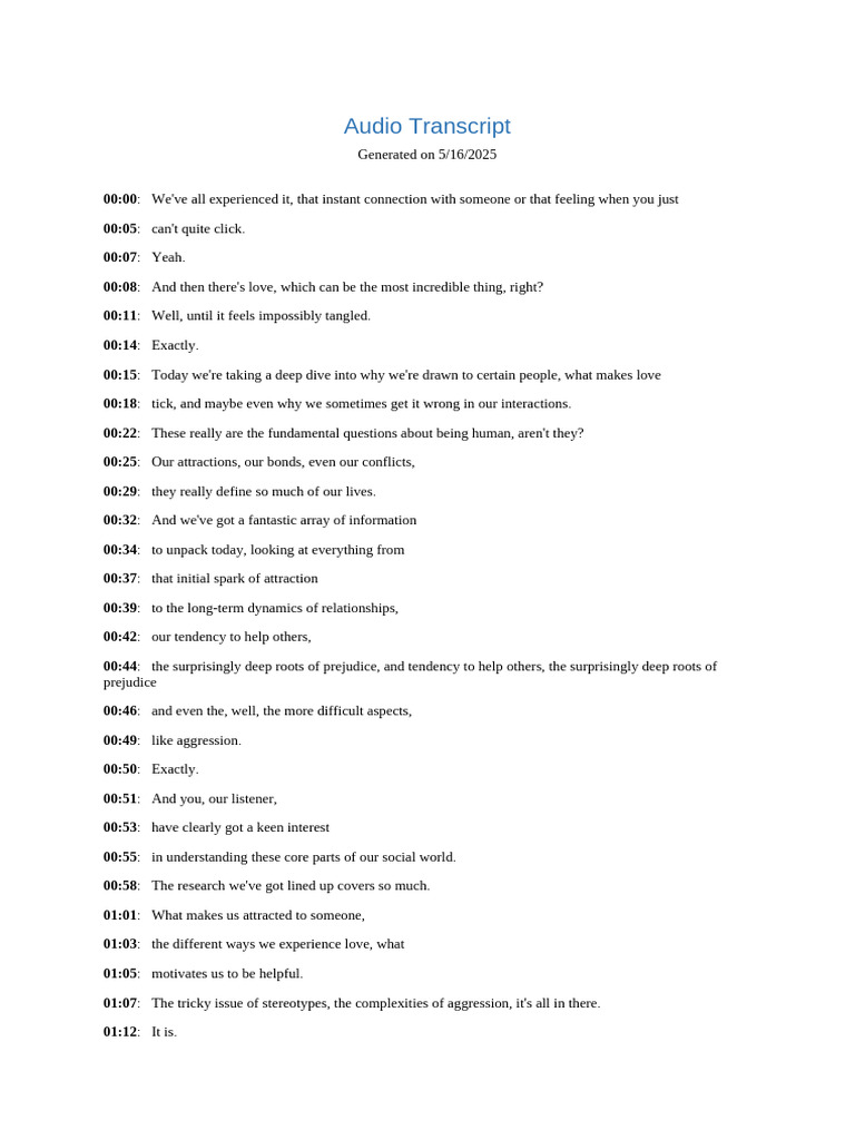 Transcript 20250515 235915 | PDF | Altruism | Stereotypes