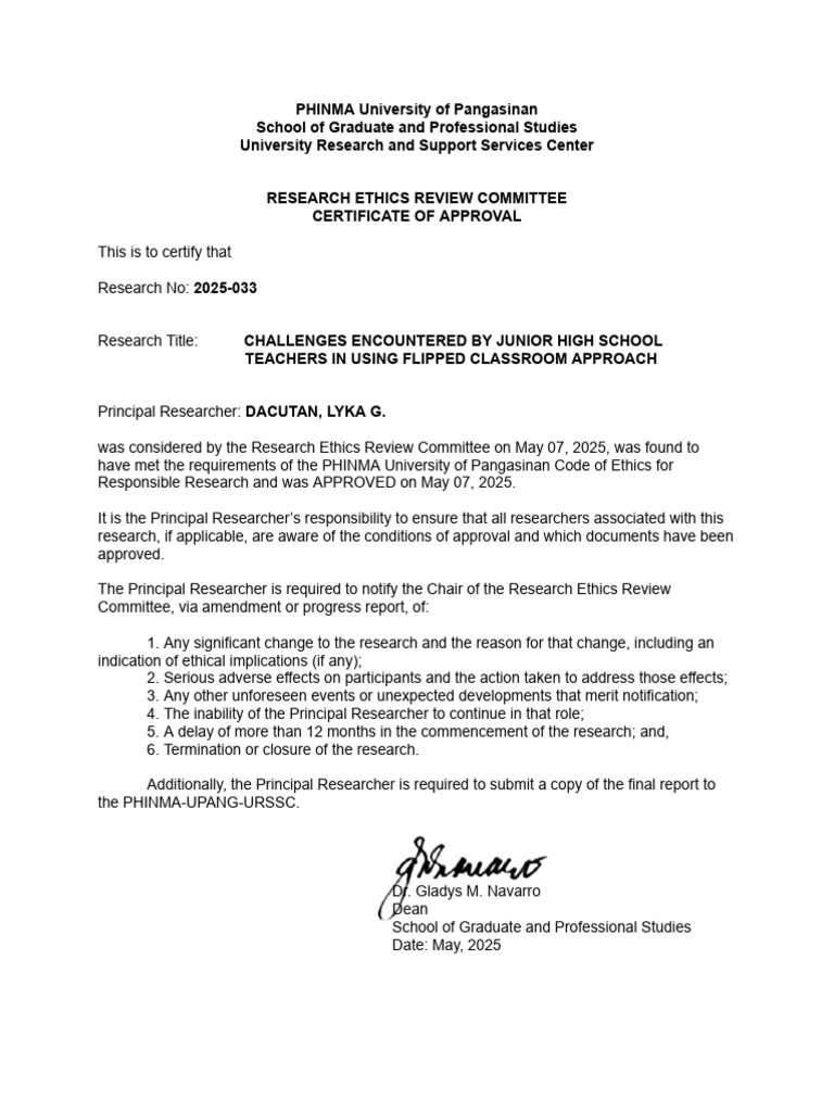 SGPS Certificate of Approval - Dacutan, Lyka G. | PDF