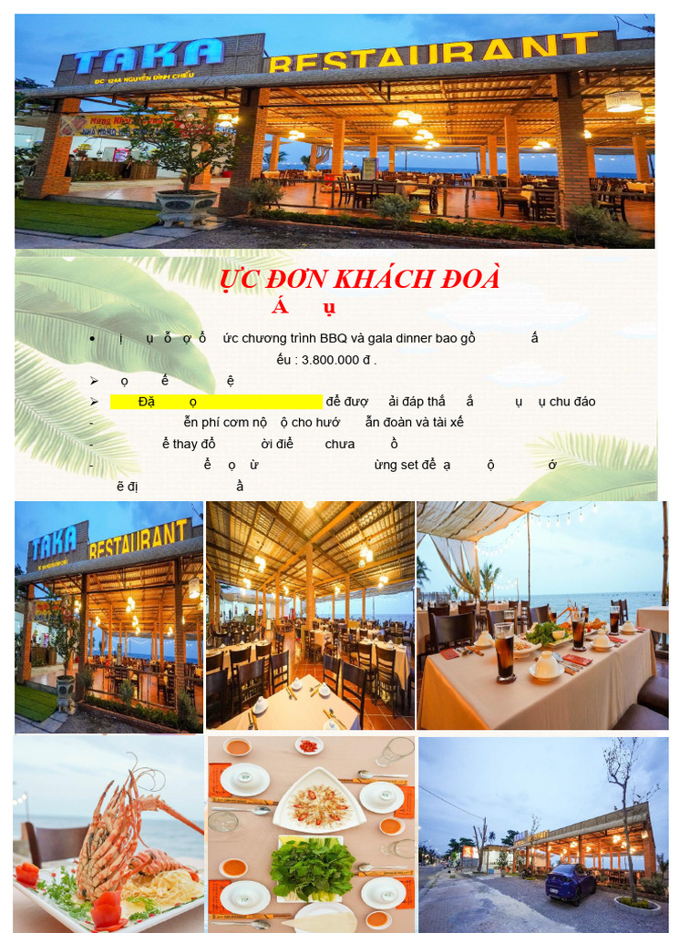 Menu Nhà Hàng Taka Mui Ne 2024 | PDF