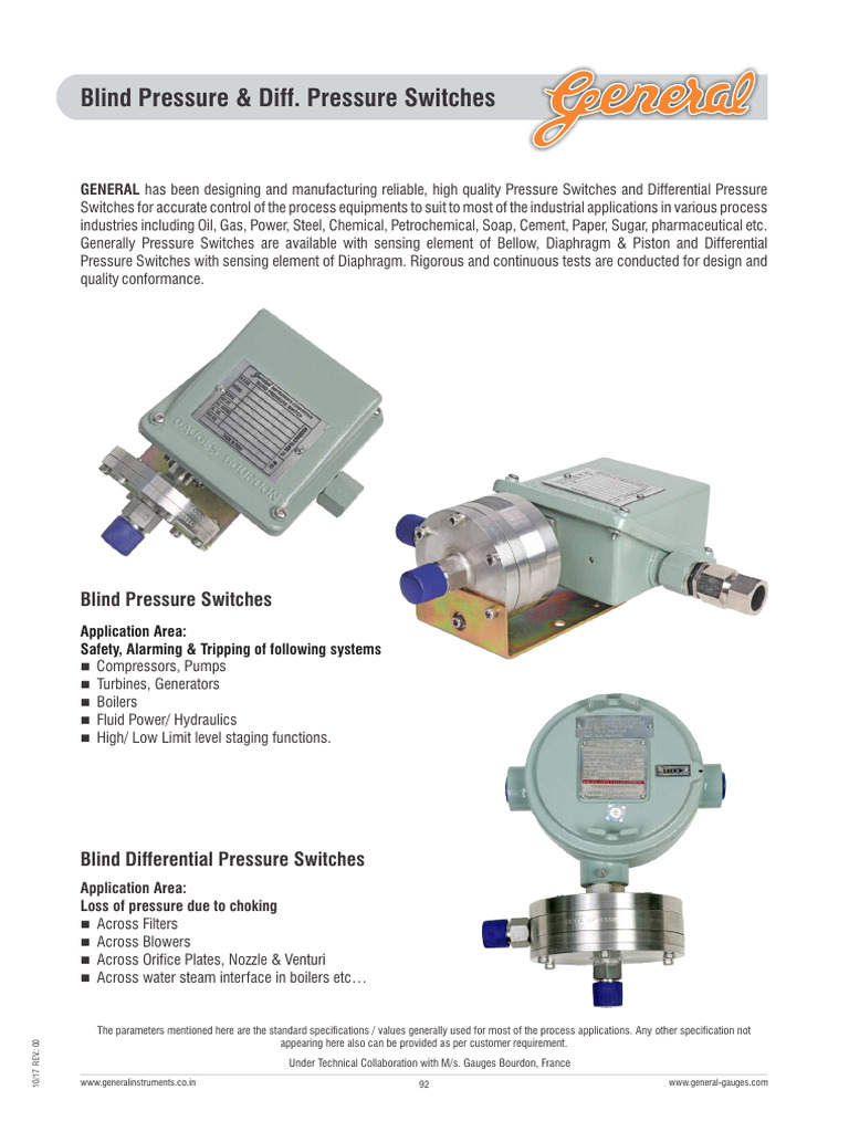 Blind Pressure Diff. Pressure Switches 1 | PDF | Pressure Measurement ...