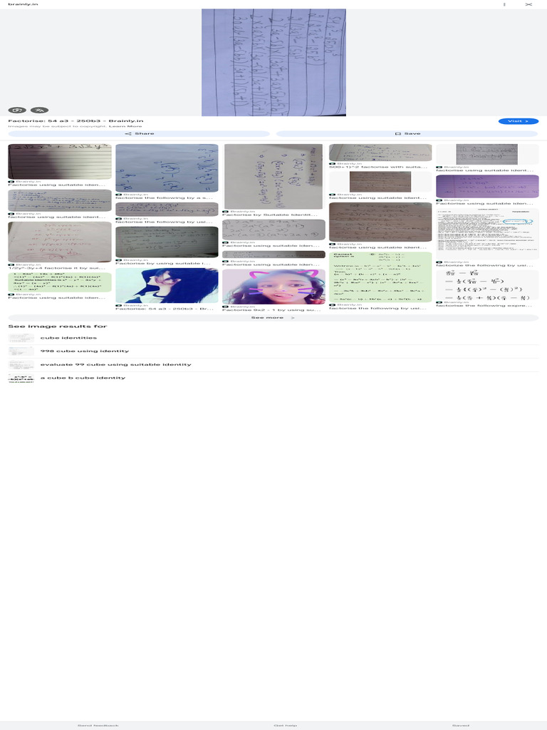 Solve Using Suitable Identities 54 y + 250 Z Cube - Google Search | PDF ...