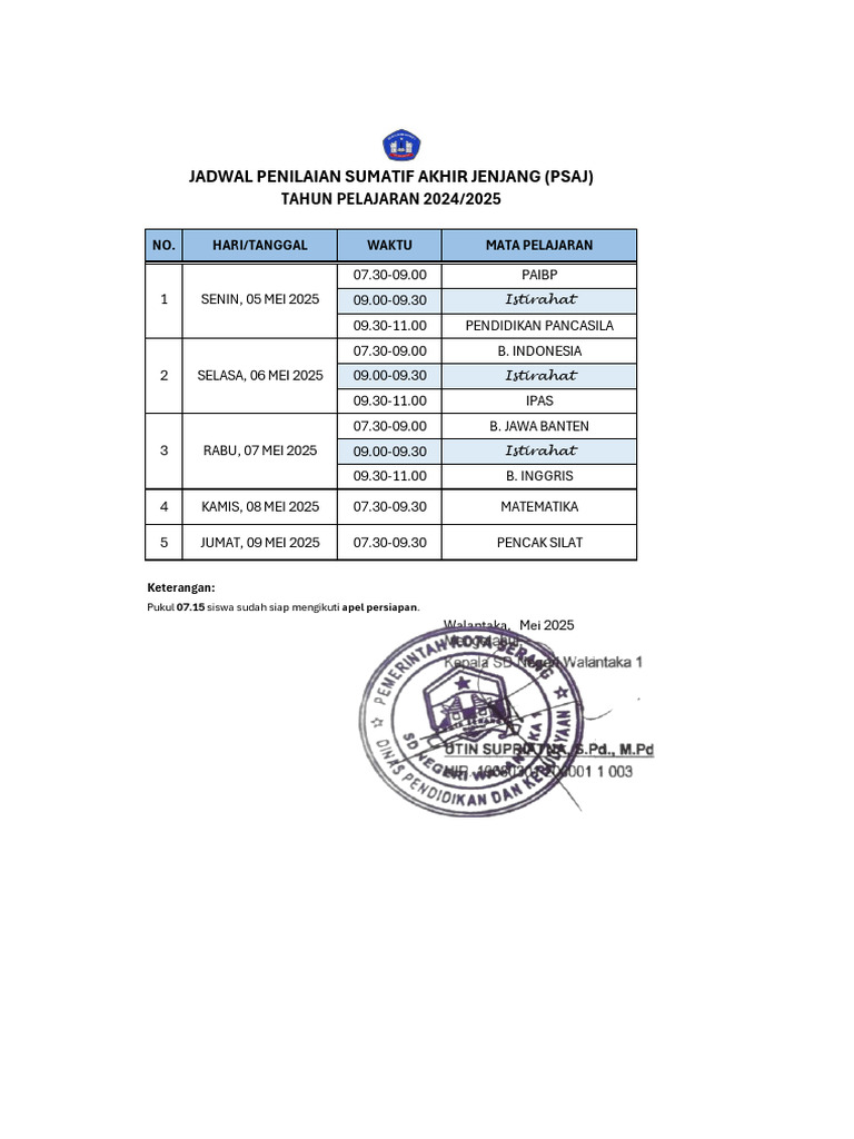 Jadwal Psaj 2025 | PDF