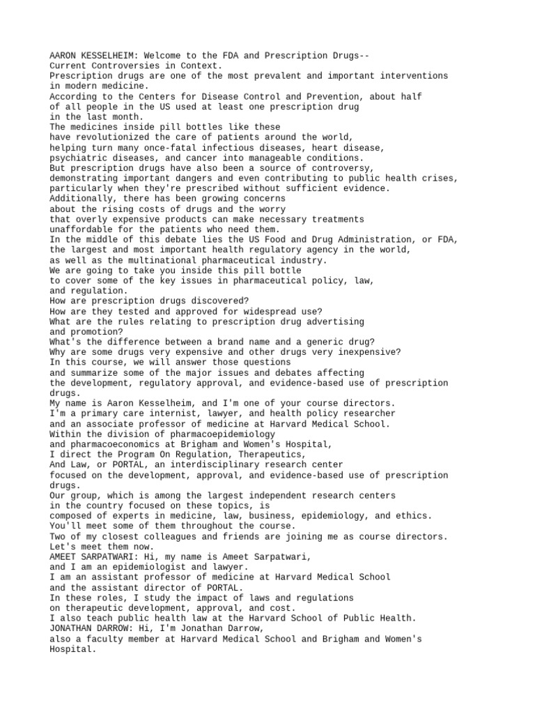 FDA V1 0-1 Intro-1 Welcome v7 - Edxmstr-En | PDF | Prescription Drugs | Food And Drug Administration