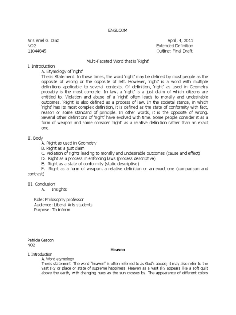 Sample Extended Definition | PDF | Sky | Heaven