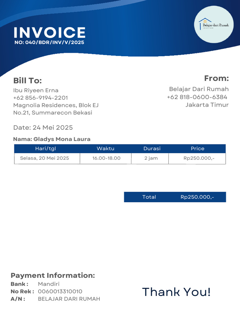 Invoice BDR Gladys | PDF