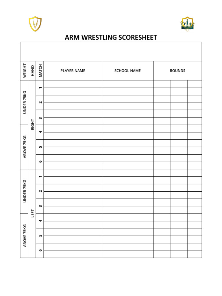 Arm Wrestling Score Sheet | PDF