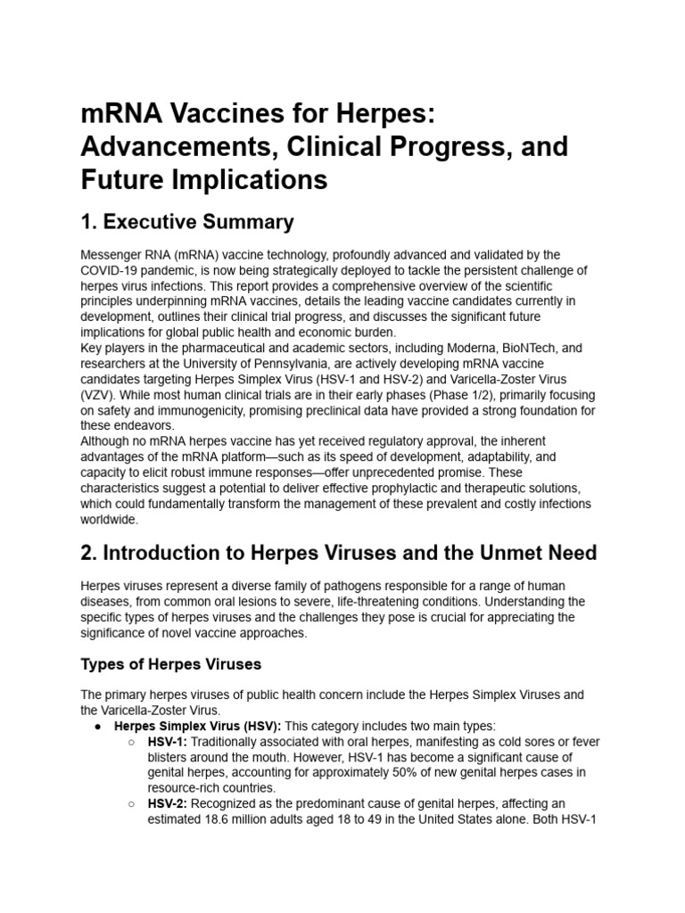 mRNA Herpes Vaccine Development | PDF | Vaccines | Virus