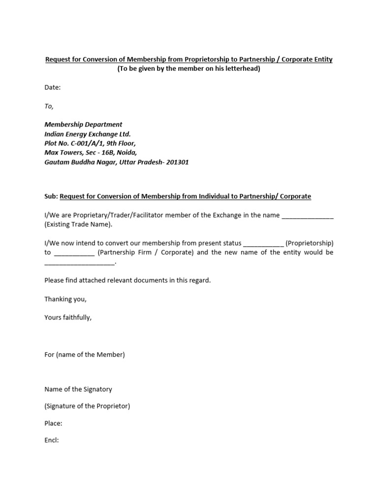 Conversion of Membership From Proprietorship | PDF