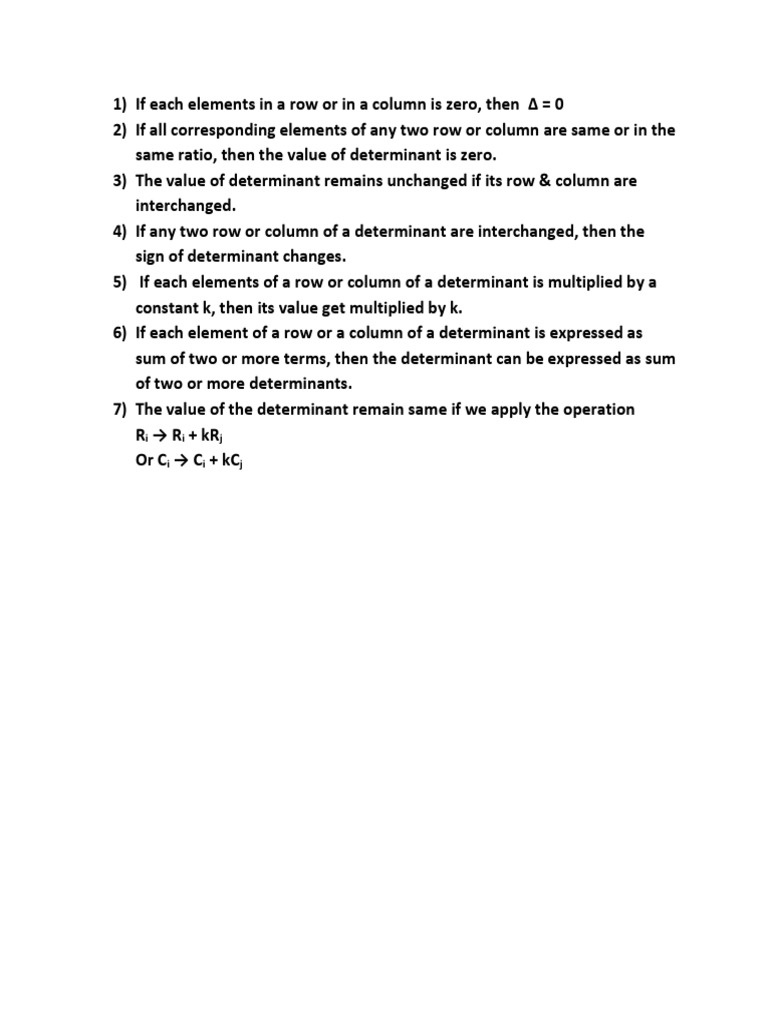 Determinants Properties PDF | PDF