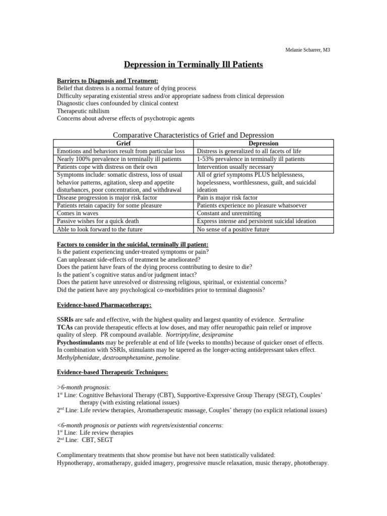 Depression in the Terminally Ill Patient | PDF | Major Depressive ...