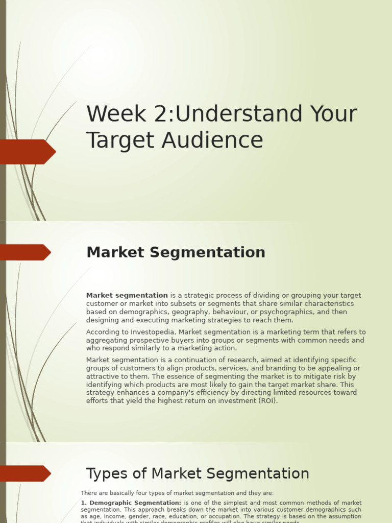 Week 2 Market Segmentation | PDF | Market Segmentation | Marketing