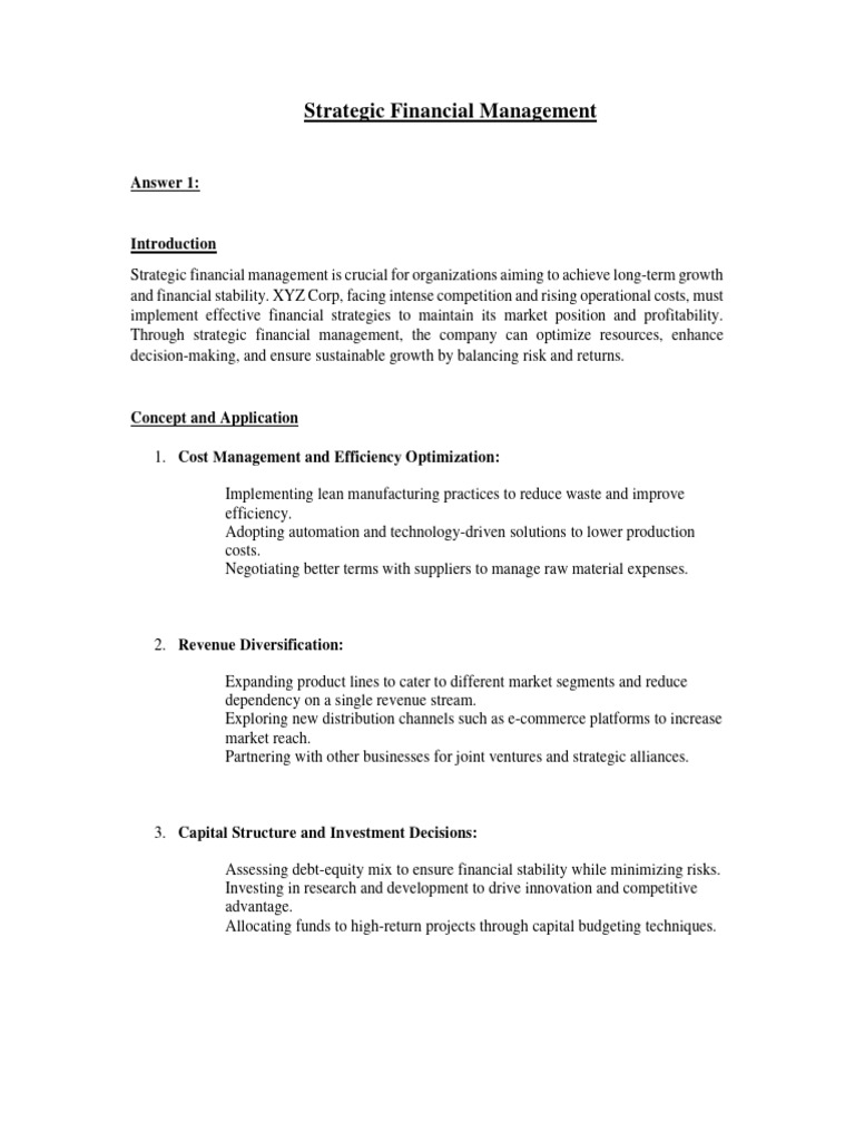 Strategic Financial Management | PDF | Market (Economics) | Strategic ...