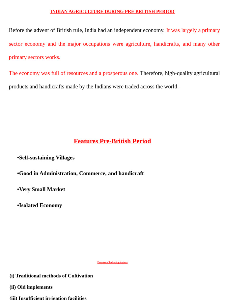 Indian Agriculture Before British Rule | PDF | Agriculture | Economies