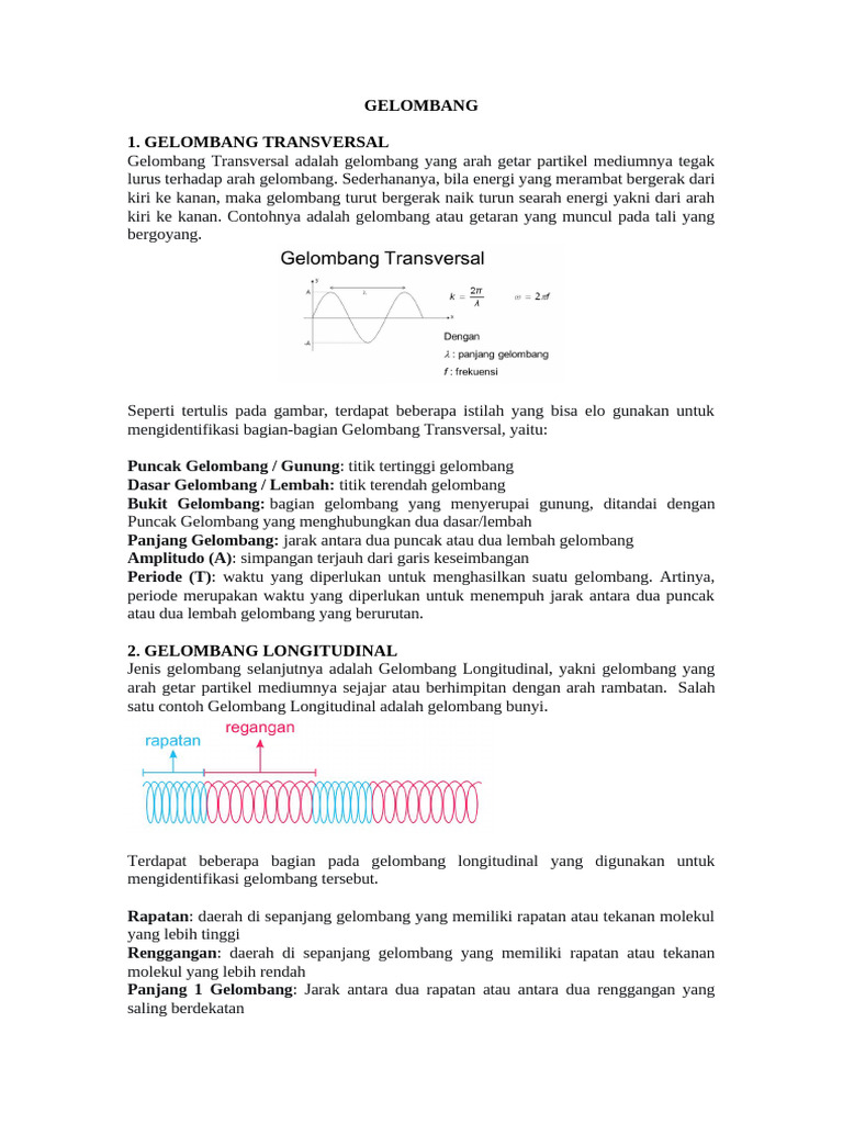Gelombang Transversal dan Longitudinal | PDF