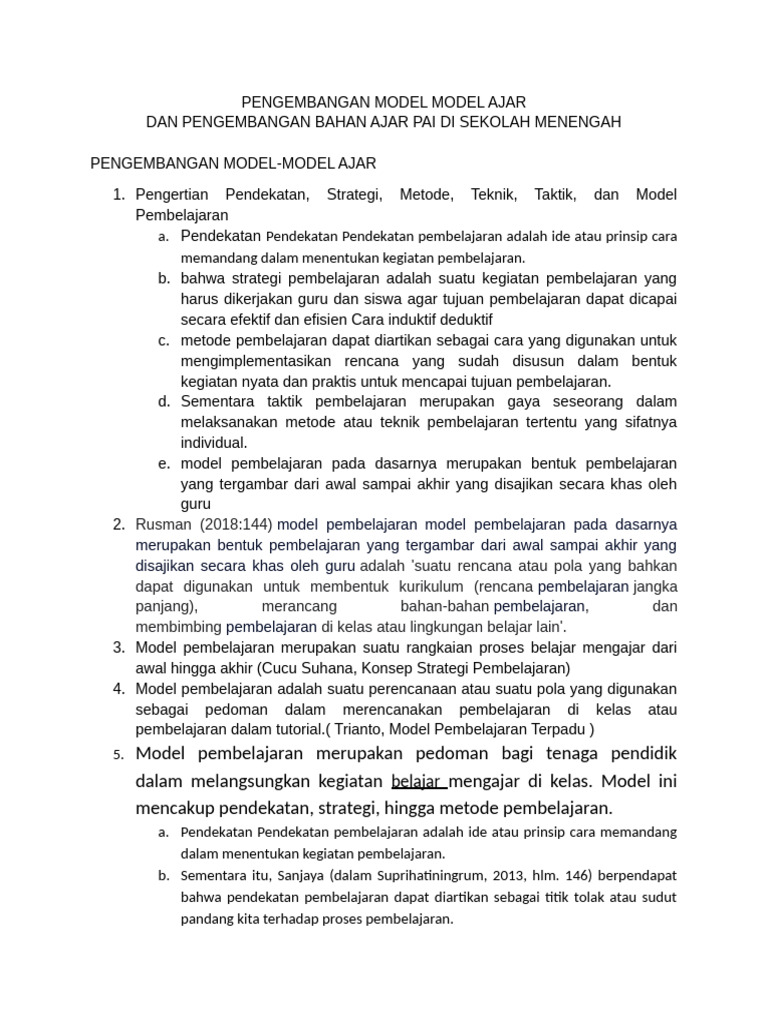 Pengembangan Model Model Dan Bahan Ajar | PDF