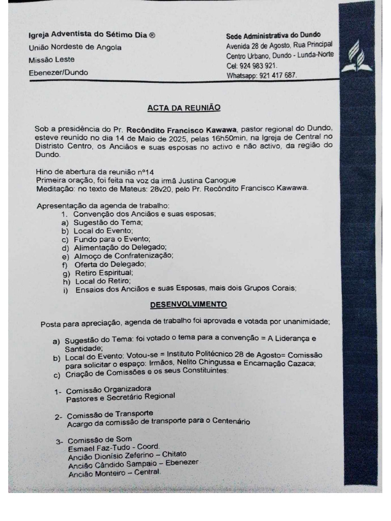 Acta Da Reunião | PDF