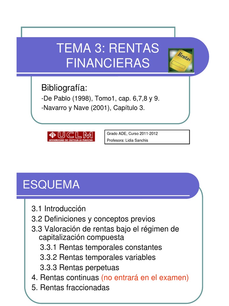 Tema 3 Rentas | PDF | Interés | Compartir (Finanzas)