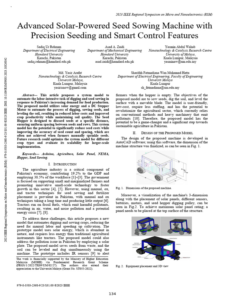 Advanced Solar-Powered Seed Sowing Machine With Precision Seeding and ...