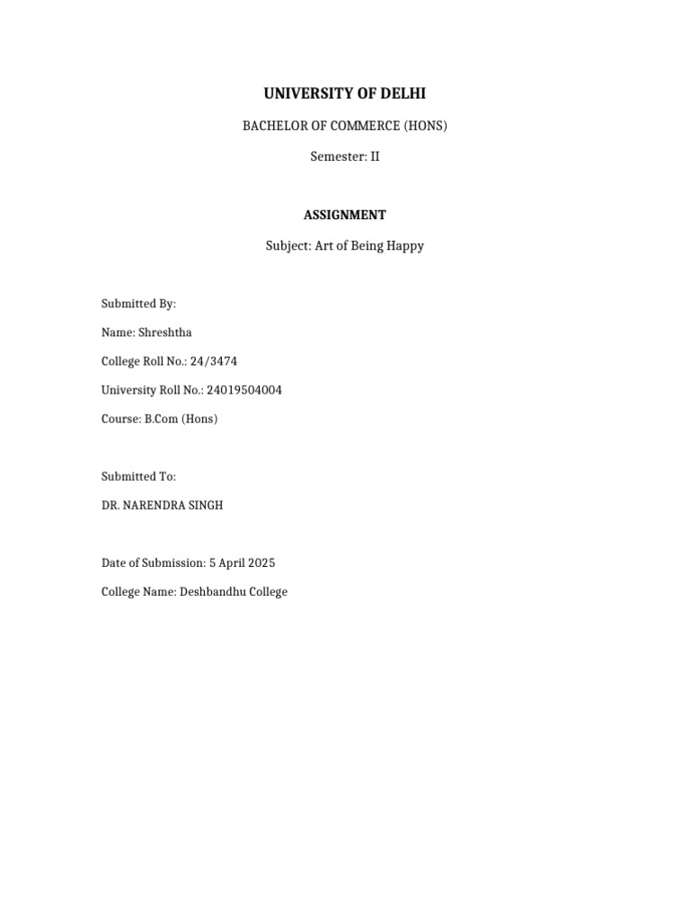 Assignment Front Page Shreshtha Final | PDF