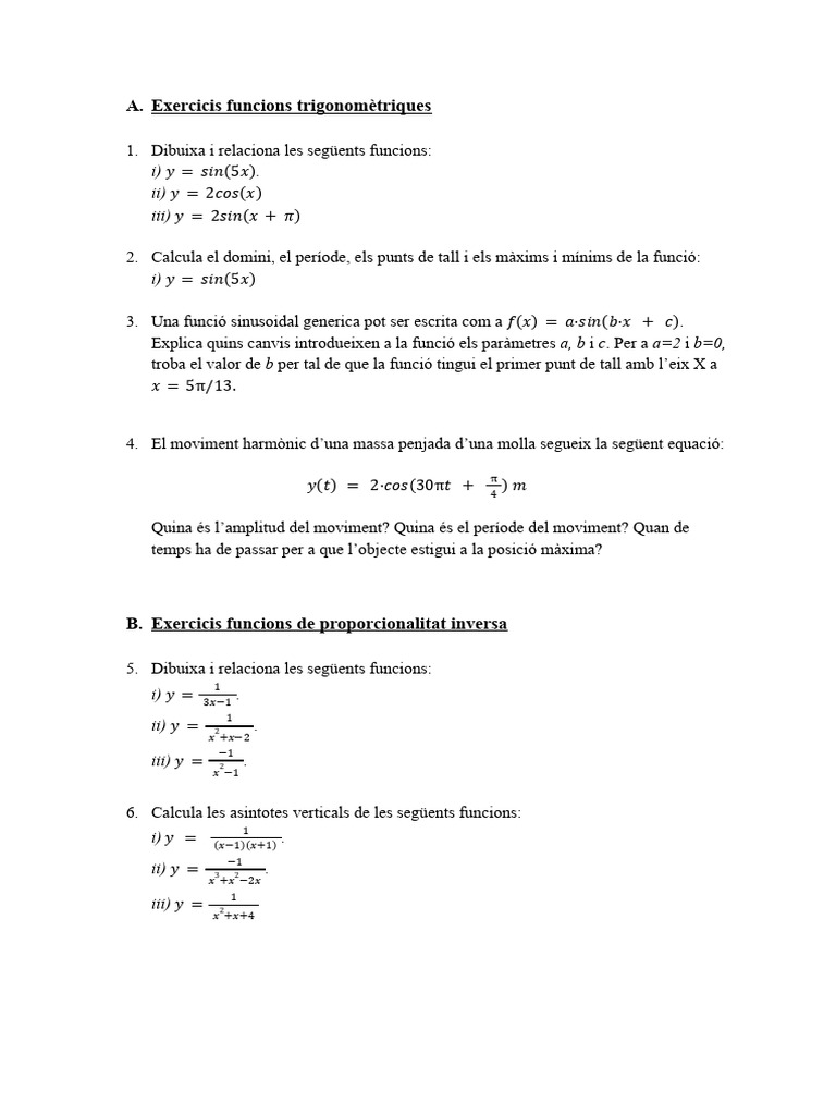 Exercicis Funcions Trigo - Inversa | PDF