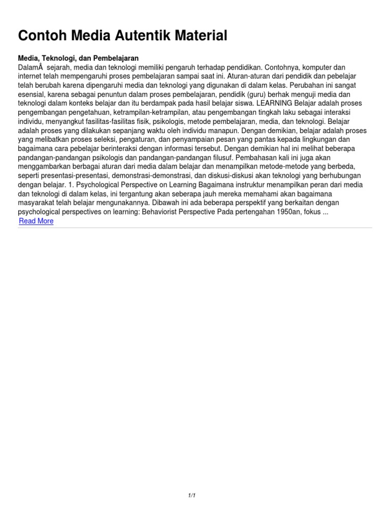 Contoh Media Autentik Material | PDF