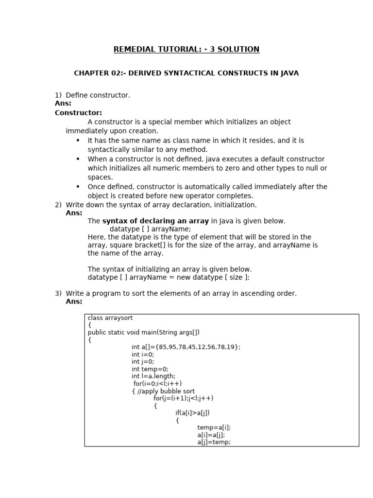 Remedial Tutorial 3 Solution | PDF | Constructor (Object Oriented Programming) | Programming