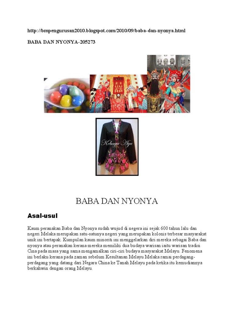 Budaya dan Tradisi Baba Nyonya | PDF | Ilmu Sosial