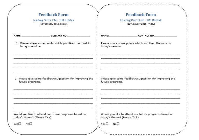 Feedback Form 1 | PDF