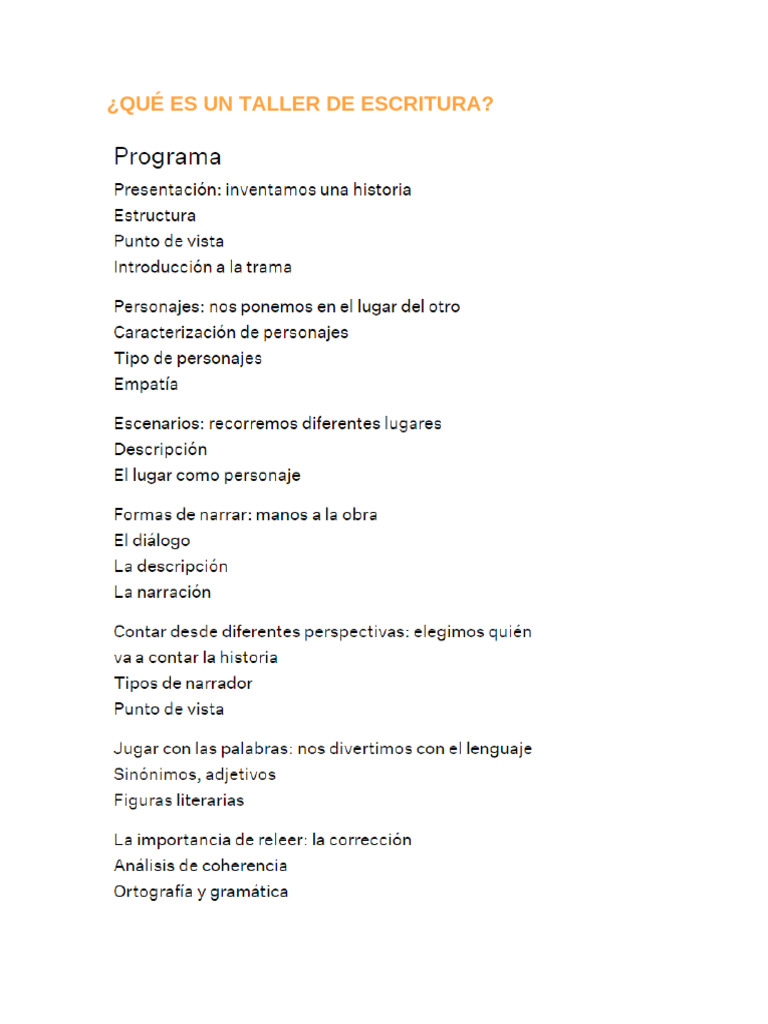 Taller de Escritura | PDF