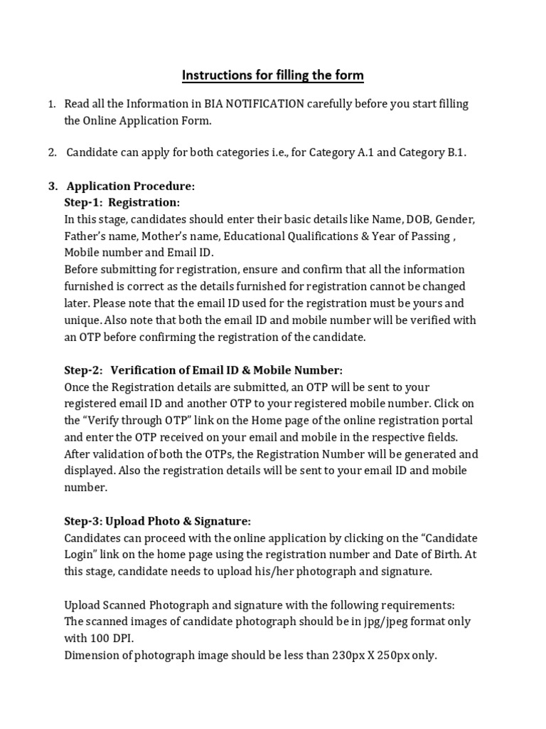 Instruction Fill Form BIA | PDF | Computing