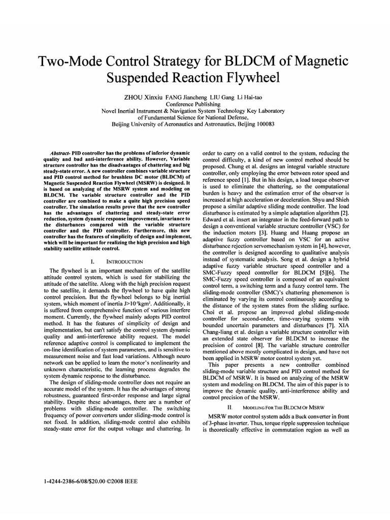 Two-Mode Control for BLDCM in Flywheels | PDF | Control Theory | Mechanics