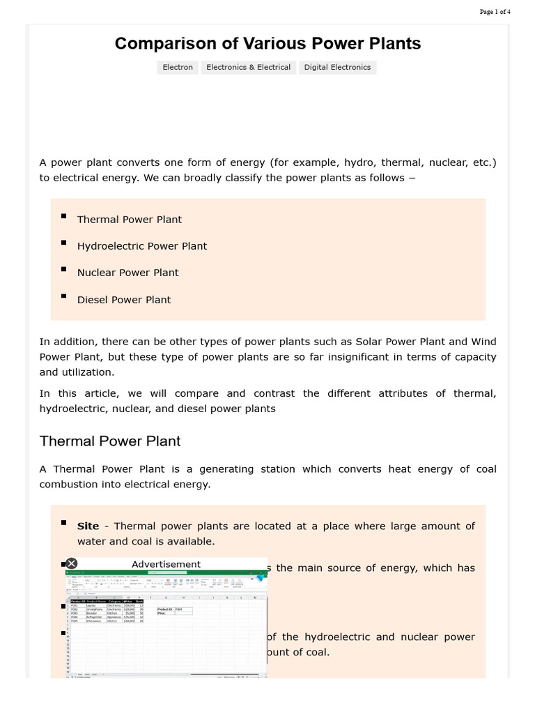 Comparison of Various Power Plants | PDF | Power Station | Nuclear Power