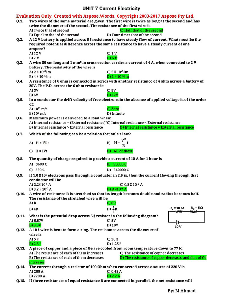 Phy NMDCAT Unit 7 Asg Key | PDF