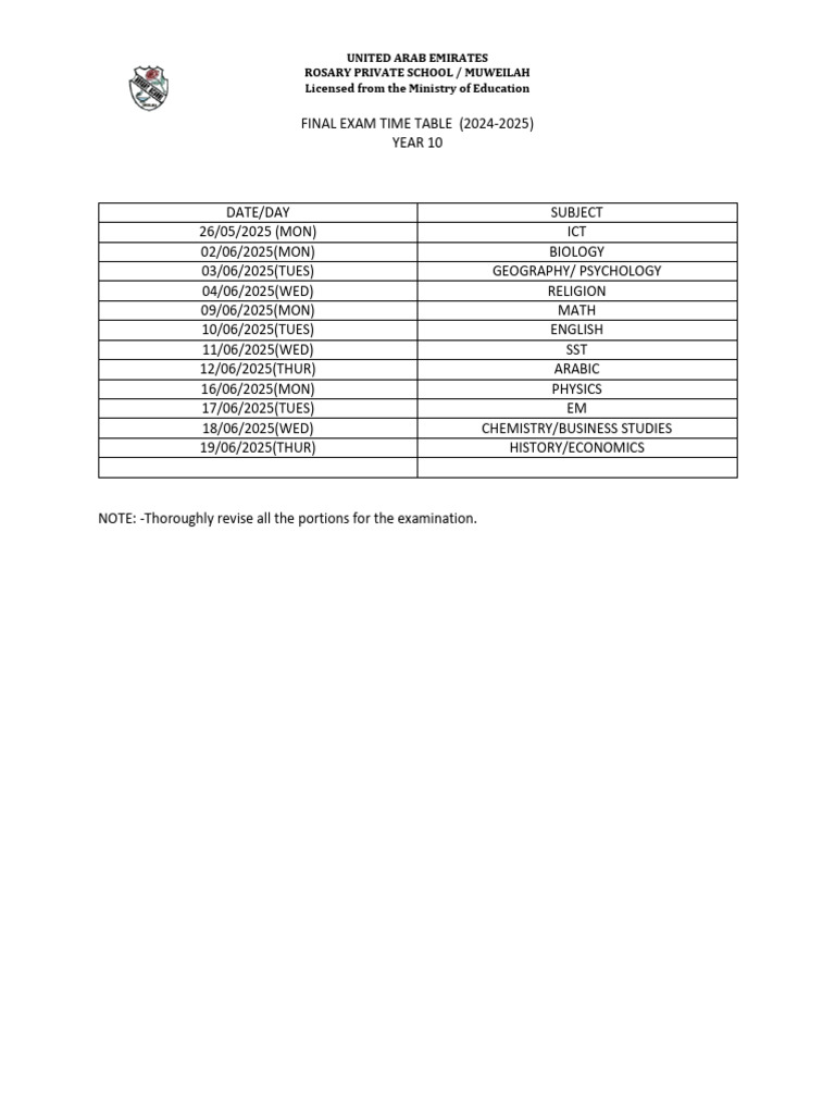 Term 3 Timetable | PDF
