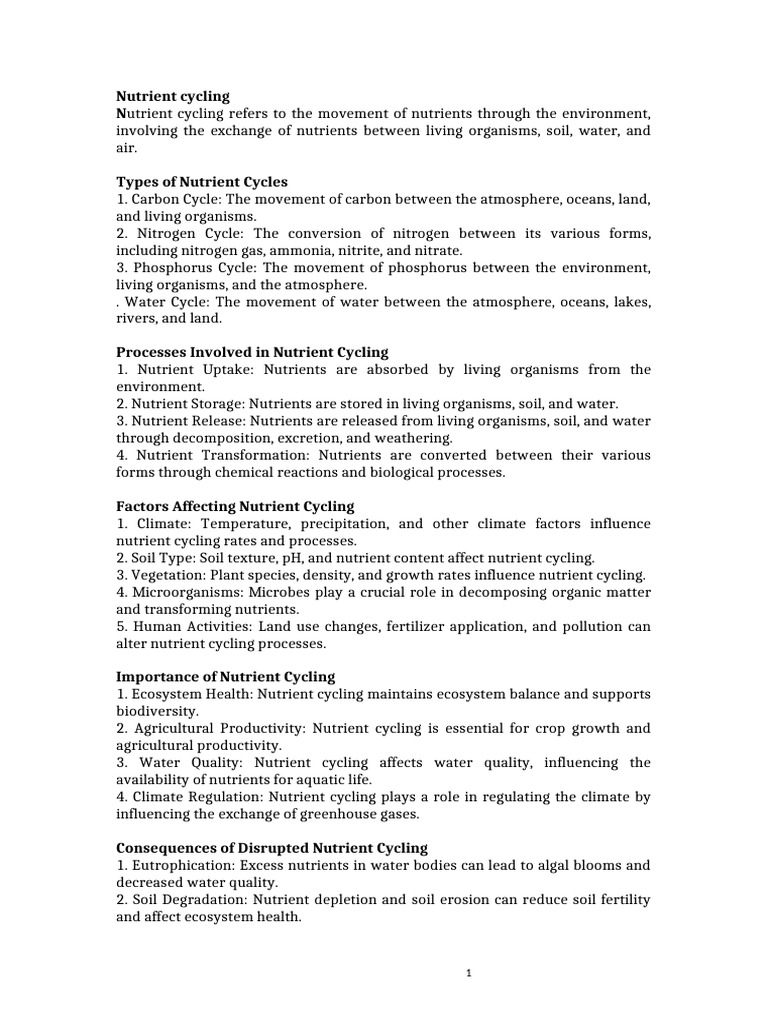 Nutrient Cycling and The Biogeochemical Cycling | PDF | Soil | Ecosystem