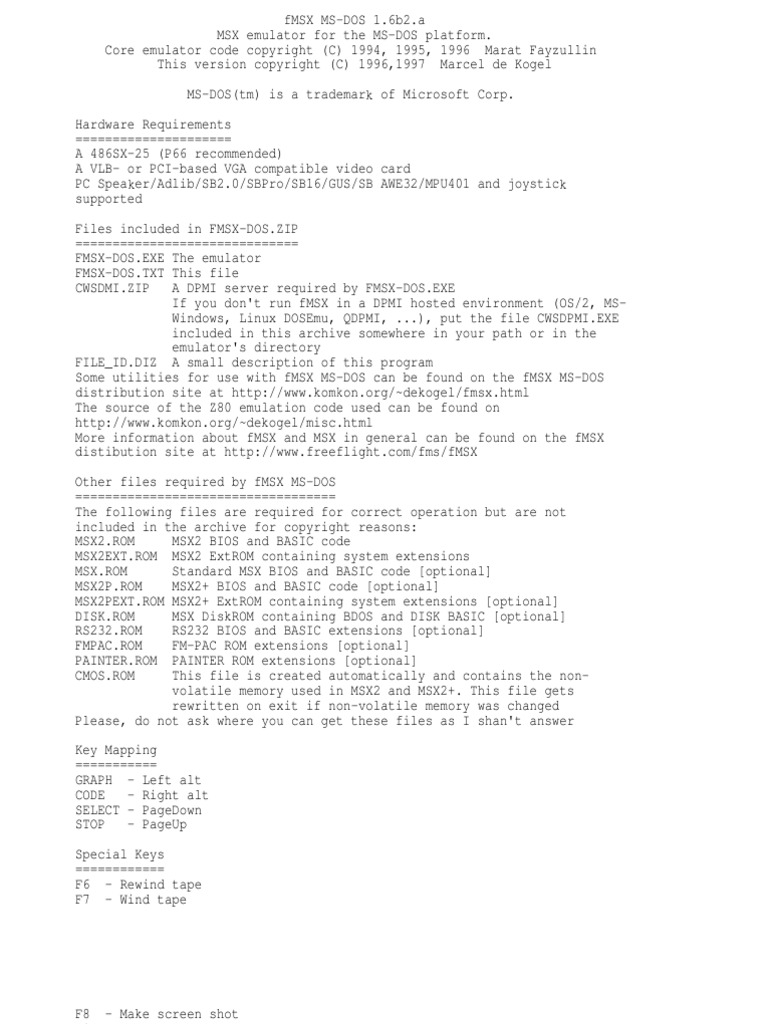FMSX Dos | PDF | Bios | Command Line Interface